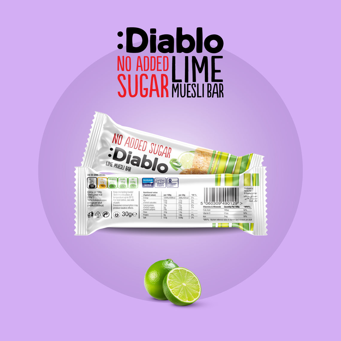 DIABLO LIME MUESLI BAR – Diablo Sugar Free