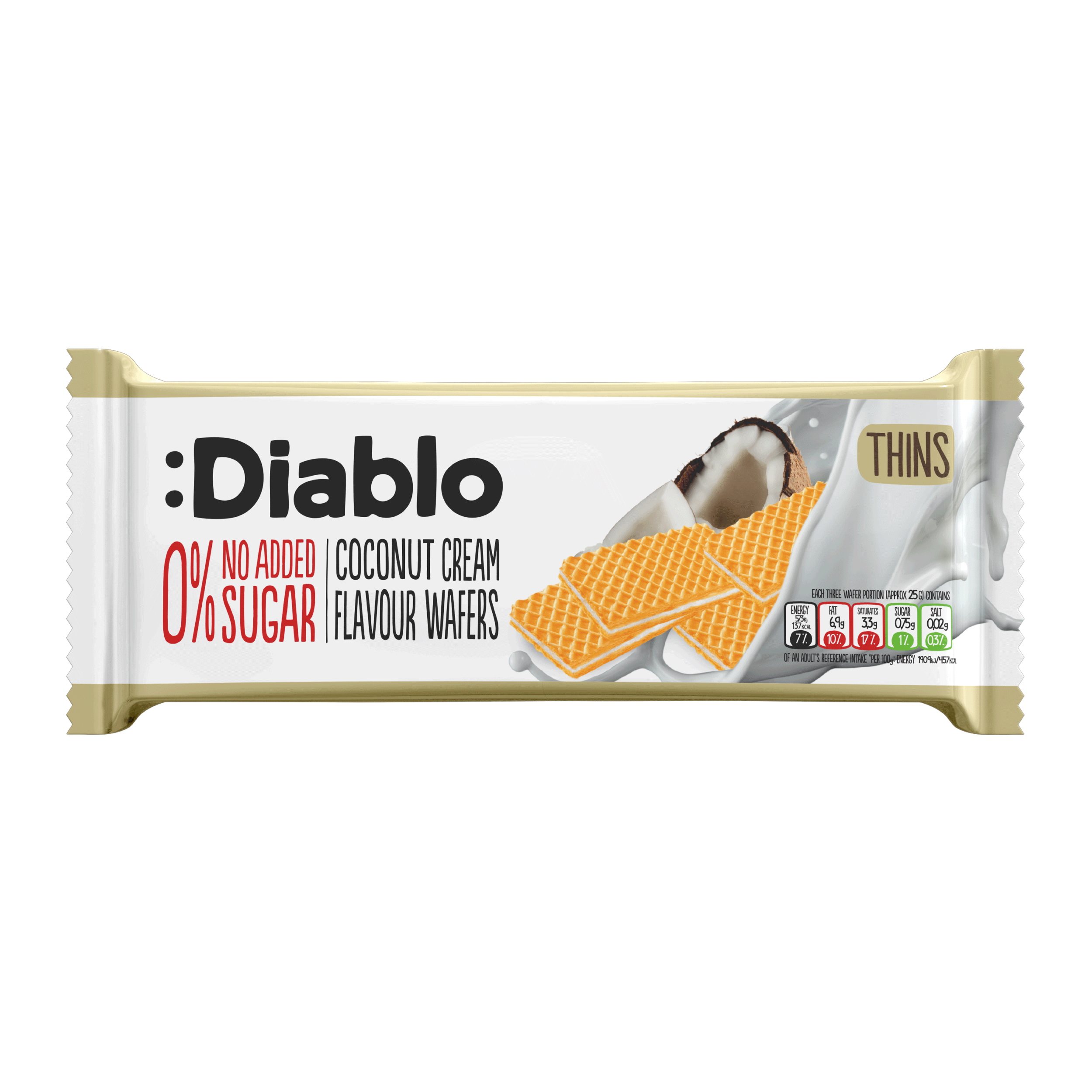 No Added Sugar Coconut Cream Flavoured Wafer (150g) – Diablo Sugar Free