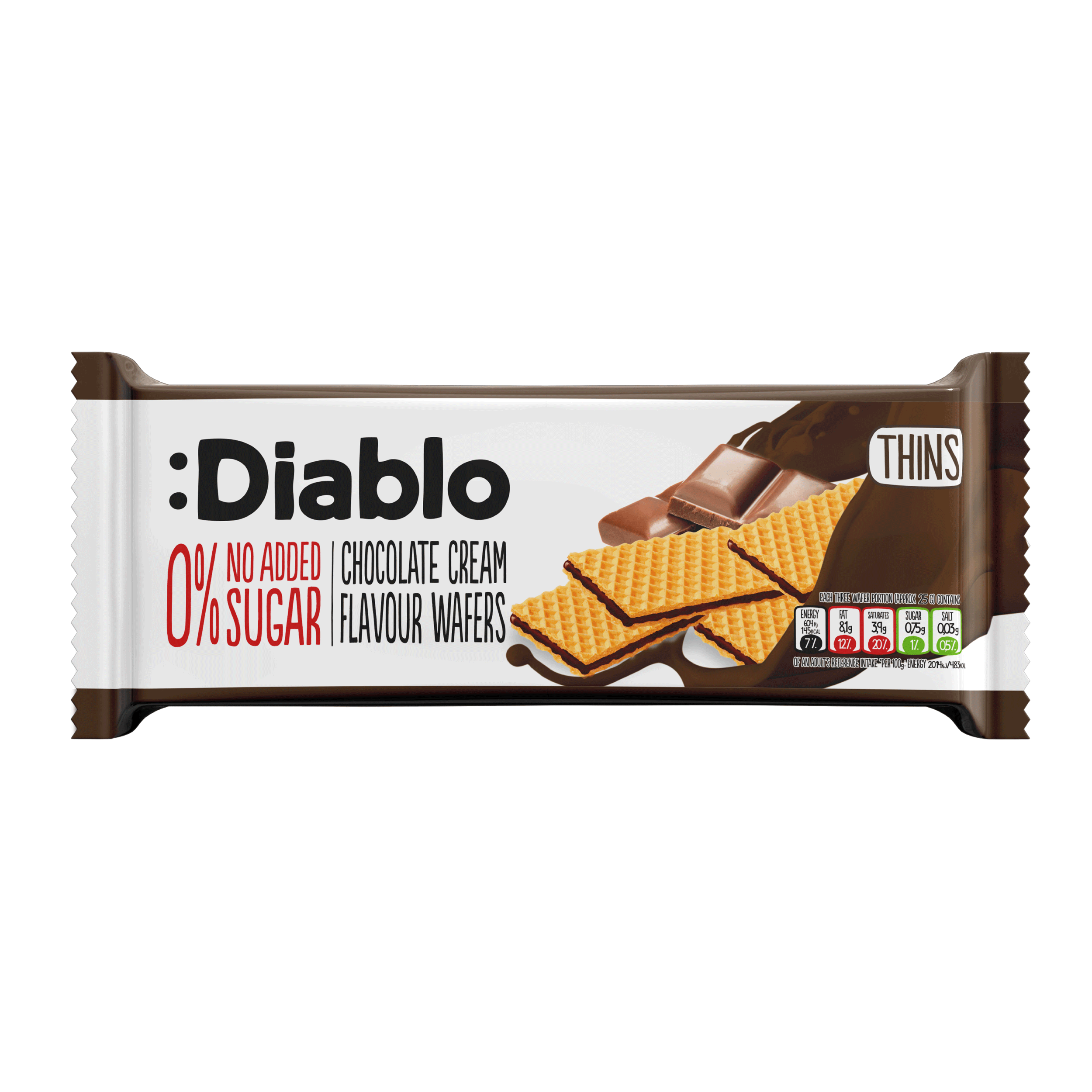 DIABLO NO ADDED SUGAR CHOCOLATE CREAM FLAVORED WAFERS 160G – Diablo ...