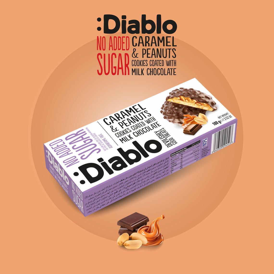 Caramel & Peanut Cookies coated with Milk Chocolate(100g) – Diablo ...