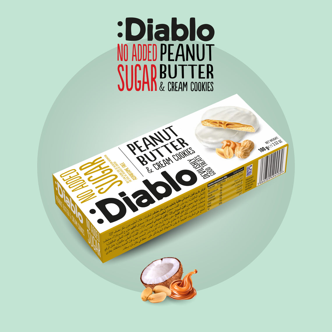 No Added Sugar Peanut Butter and Cream Cookies (100g) – Diablo Sugar Free
