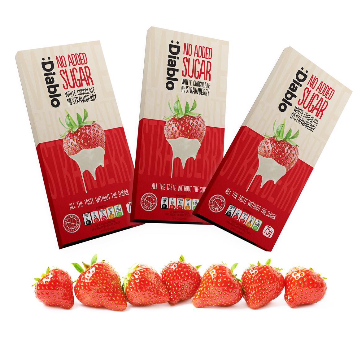 DIABLO NO ADDED SUGAR WHITE CHOCOLATE WITH STRAWBERRY – Diablo Sugar Free