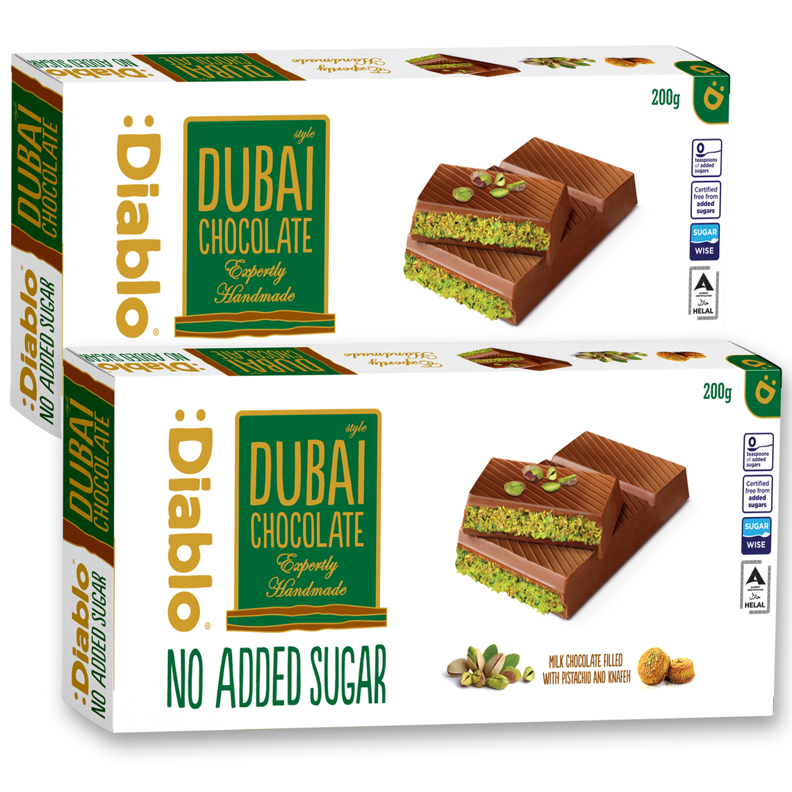 Diablo No Added Sugar Dubai Chocolate 200g – Diablo Sugar Free