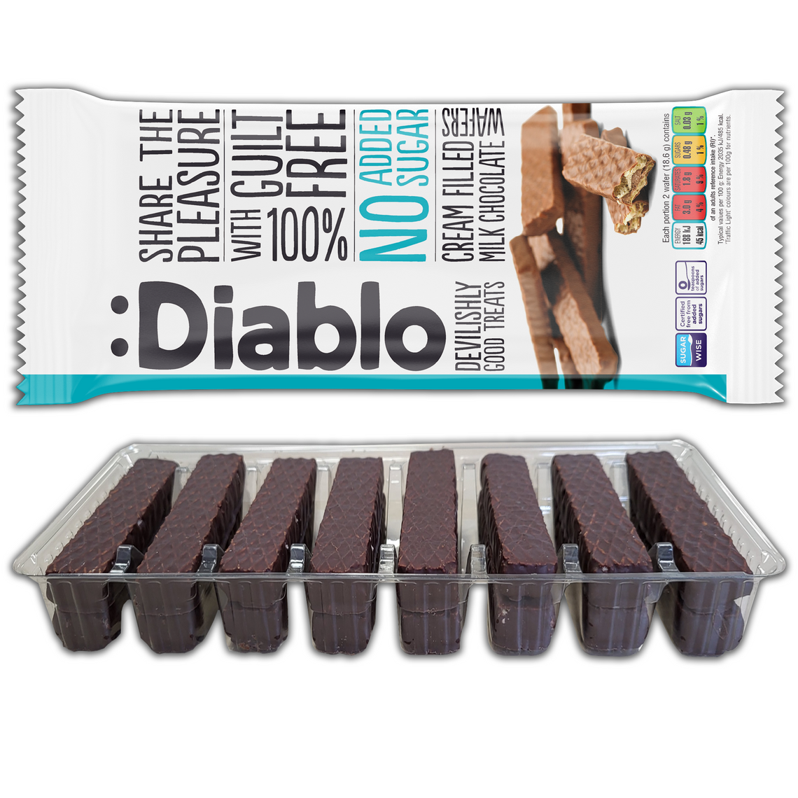 DIABLO NO ADDED SUGAR CREAM FILLED CHOCOLATE WAFERS 100G – Diablo Sugar ...